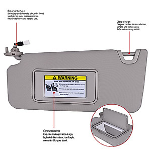 Sun Visor Compatible with Honda Accord 2008-2010 Replaces 83280-TA5-A71ZA 83280-TA5-A51ZA Left Driver Side Gray