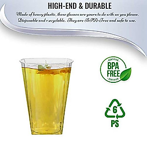 Kaya Clear Square Plastic Cups - 8 oz. (Pack of 14) - Versatile & Elegant Design, Perfect for Parties, Gatherings & Everyday Use