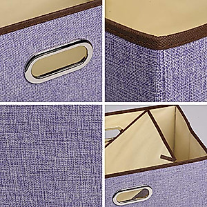 UUJOLY Large Foldable Storage Bins with Lids, Cube Collapsible Nursery Storage Box for Bedroom, Wardrobe, Shelf, Office (purple)