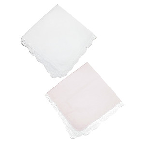 CTM® Women's Cotton Bonnie Lace Handkerchief, White