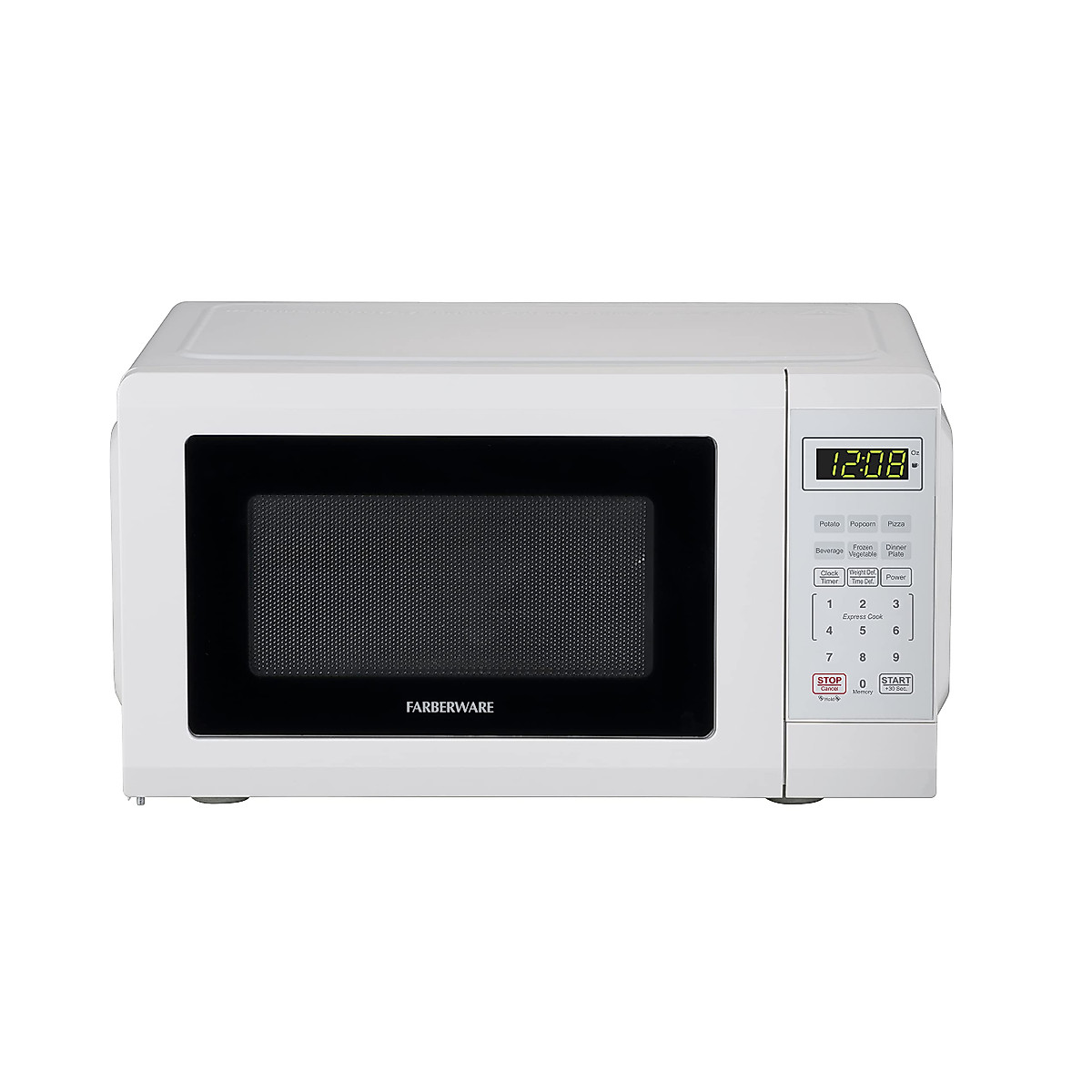 Farberware Countertop Microwave 700 Watts, 0.7 cu ft - Microwave Oven With LED Lighting and Child Lock - Perfect for Apartments and Dorms - Easy Clean Grey Interior, White