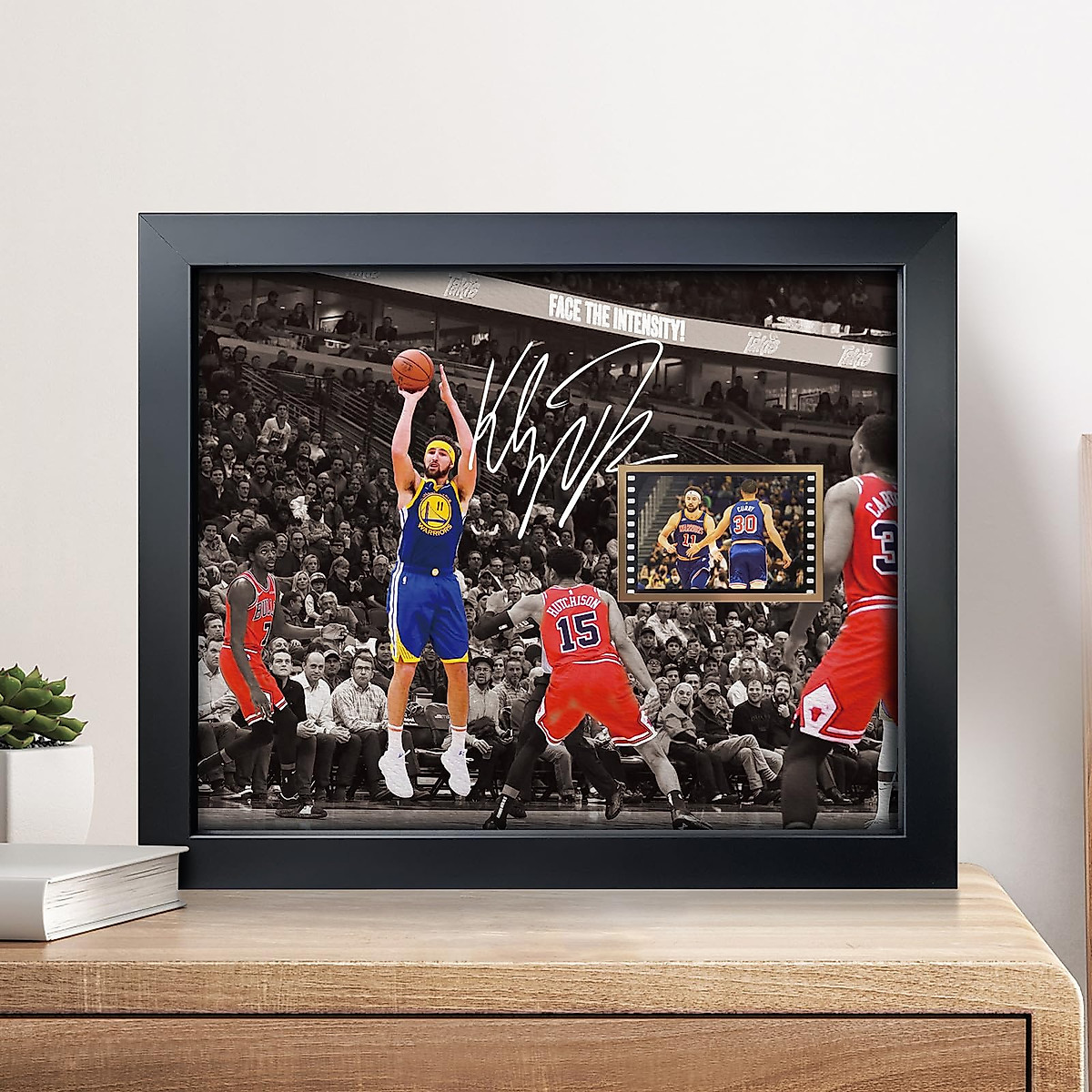 sufenvera Signed Klay Thompson Memorabilia Film Photo Framed Poster Collection,Gifts for Golden State Basketball Fans 10x8 Inches