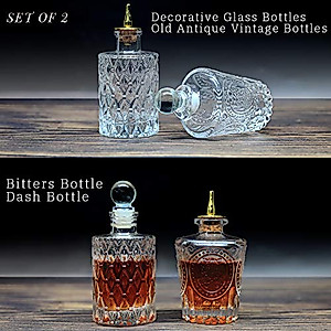 LINALL Bitters Bottle- Set of 2 Glass Dasher Bottle, Decorative Bottles with Zinc Alloy Dash Top for Cocktail,Great Bar Tool for Home Bar, Bartender, DSBT2 (2)
