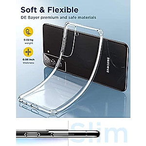 Humixx Crystal Clear for Samsung Galaxy S21 Case, [Never Yellow][Military Grade Shockproof] Galaxy S21 Case Soft TPU Slim Fit Yet Protective Samsung S21 Case 5G 6.2" - Clear