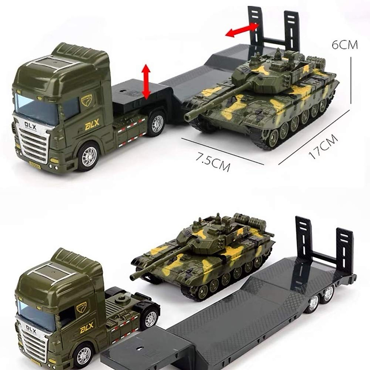 ZUKULIFE Military Vehicles and Army Battle Site Toys Flatbed Truck with Tank, Gift for 3 4 5 6 Year Olds Boys Kid Toddler Child