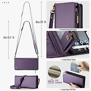 ASAPDOS Google Pixel 8 Pro Case Wallet(2023),Retro PU Leather Strap Wristlet Flip Case with Magnetic Closure,[RFID Blocking] Card Holder and Kickstand for Men Women Purple