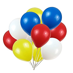 KADBANER White Yellow Red Blue Balloons,100-Pack,12-Inch Latex Balloons