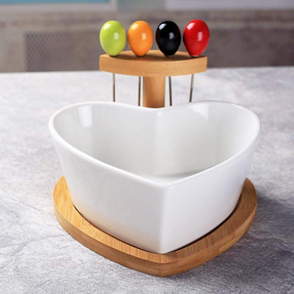 Cabilock Gourmet Food Container 1 Set Fruit Bowl with Fork White Mini Stainless Steel Pistachio Soup Bowls Mini Candy