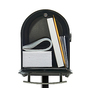 Architectural Mailboxes Franklin Galvanized Steel Mailbox and Post Kit, FM11KITEC, Black, Medium Capacity
