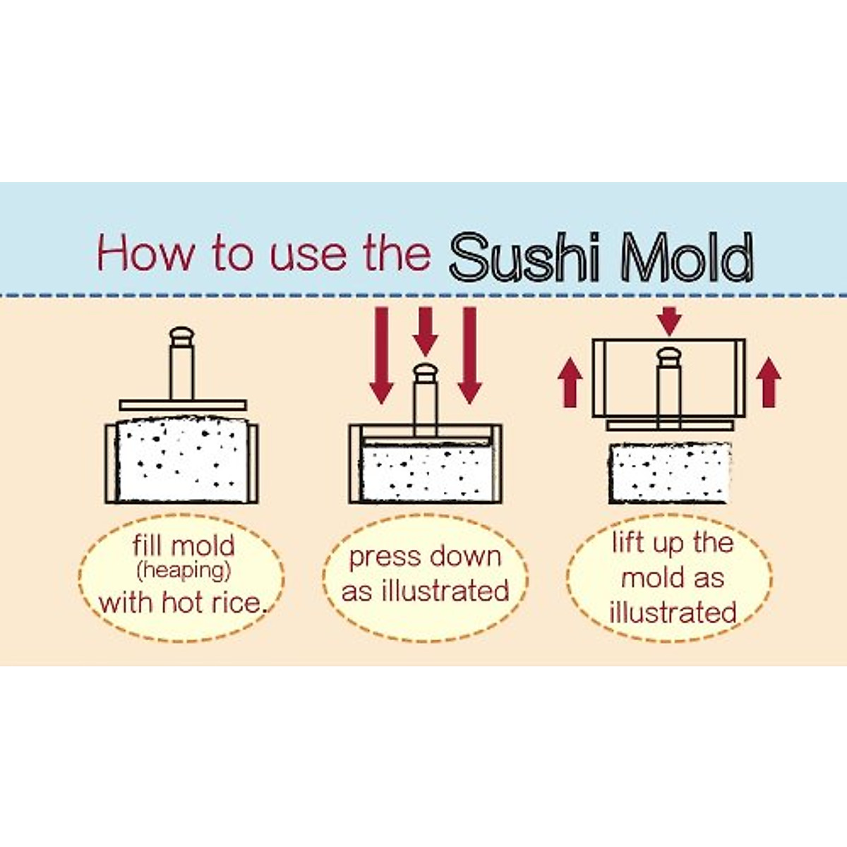 Clear Acrylic Musubi Rice Press Maker with Rectangular Handle Food Safe