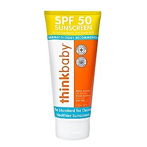 Thinkbaby SPF 50+ Baby Sunscreen – Safe, Natural Sunblock for Babies - Water Resistant Sun Cream – Broad Spectrum UVA/UVB Sun Protection – Vegan Mineral Sun Lotion, 6oz