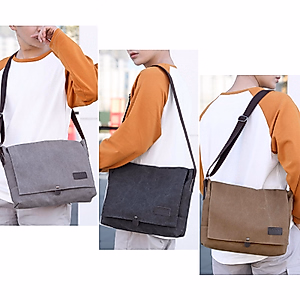 XHUMORG Canvas Messenger Bag Travel Shoulder bag 13.3" Laptop Bags Satchel Crossbody Bag for Men (khaki)