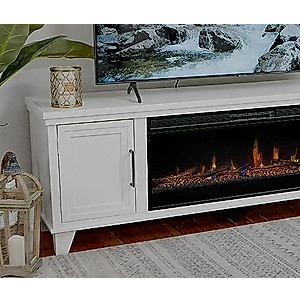 Realcozy 78 inch White TV Stand with Electric Fireplace - Modern Electric Fire Place & TV Console - Traditional Sonoma Design, Fits TVs up to 85''. 7 Flame Colors with Remote