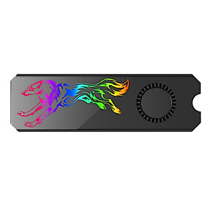 Hopbucan M2 SSD Heatsink Cooler Vest 5V ARGB M.2 2280 Solid State Disk Hard Drive Radiator Cooling Fan Thermal Pad, Black, (500077432)