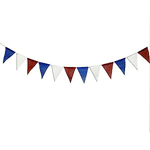WZ 39 Feet USA Independence Day Pennant Banner,36 pcs Red White Blue Burlap Flags For 4th of July Independence Day Indoor Outdoor Decoration