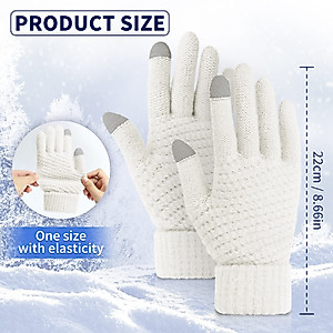 Omisy 4 Pairs Womens Gloves for Cold Weather, Christmas Gifts for Her Mom Wife Stockings Stuffers, Winter Warm Gloves with Touchscreen - Black, White, Upper cyan, Wine red