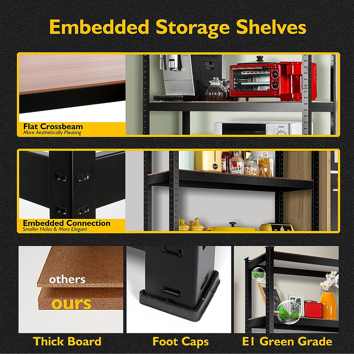 PACHIRA E-Commerce 31.5" W x 15.75" D x 71" H Dual Color Garage Storage Shelves, 5 Tier Narrow Metal Shelves 1100LBS Heavy Duty Garage Shelving Unit Adjustable Shelf Rack