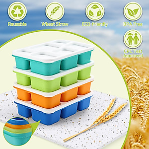 Bento Lunch Box Snack Containers, Reusable Meal Prep Lunchable Containers for Adults Kids, Stackable Bento Snack Box 4 Pack, 6 Compartment Divided Food Containers, Sauce Container, Bright Colors