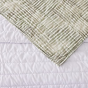 Ayesha Curry Stripe Square 3-Piece Quilt Set, Full/Queen, Green