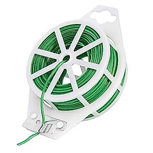 VIVOSUN 164 Feet PE-Coated Twist Tie, Roll Spool Dispenser with Cutter Secure Garden Plant Multi-Function Cable Snack Tie, Green