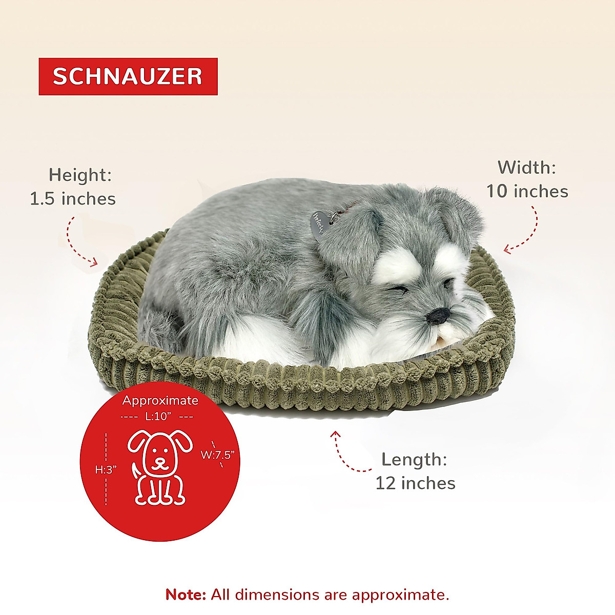Original Petzzz Schnauzer, Realistic Lifelike Stuffed Interactive Pet Toy, Companion Pet Dog with 100% Handcrafted Synthetic Fur