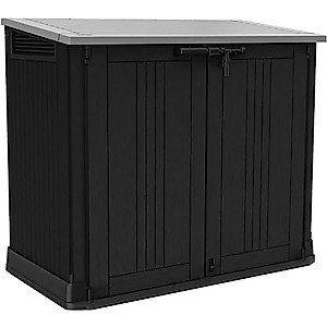 Keter 249319 Store it Out Nova Outdoor Garden Storage Shed, 32 x 71.5 x 113.5 cm, Dark Grey with Light Grey Lid