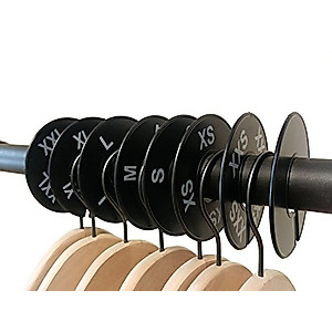 NAHANCO CBWKIT4 Black Round Clothing Size Divider with White Print for Home or Clothing Store, XXS-XXL, Kit of 40 (7 Sizes and Blank, 5 of Each)