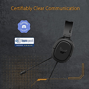ASUS TUF Gaming H1 Wired Headset | Discord Certified Mic, 7.1 Surround Sound, 40mm Drivers, 3.5mm, Lightweight, for PC, Switch, PS4, PS5, Xbox One, Xbox Series X | S, and Mobile Devices – Black