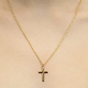 JULIETTE COLLECTION 14K Yellow Gold Embossed Swirl Cross Religious Pendant/Charm for Men and Women