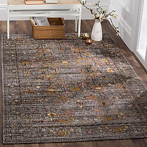 SAFAVIEH Classic Vintage Collection Accent Rug - 3' x 5', Grey & Gold, Oriental Distressed Cotton Design, Easy Care, Ideal for High Traffic Areas in Entryway, Living Room, Bedroom (CLV304A)