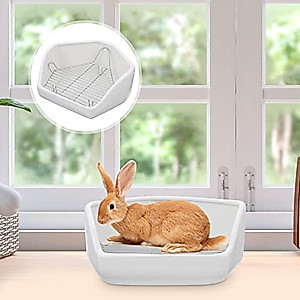 ULTECHNOVO Rabbit Litter Box Ceramic Corner Toilet Box Small Animal Toilet Bunny Potty Trainer Litter Tray Bedding Box Pet Pan for Hamster Guinea Pig Chinchilla White