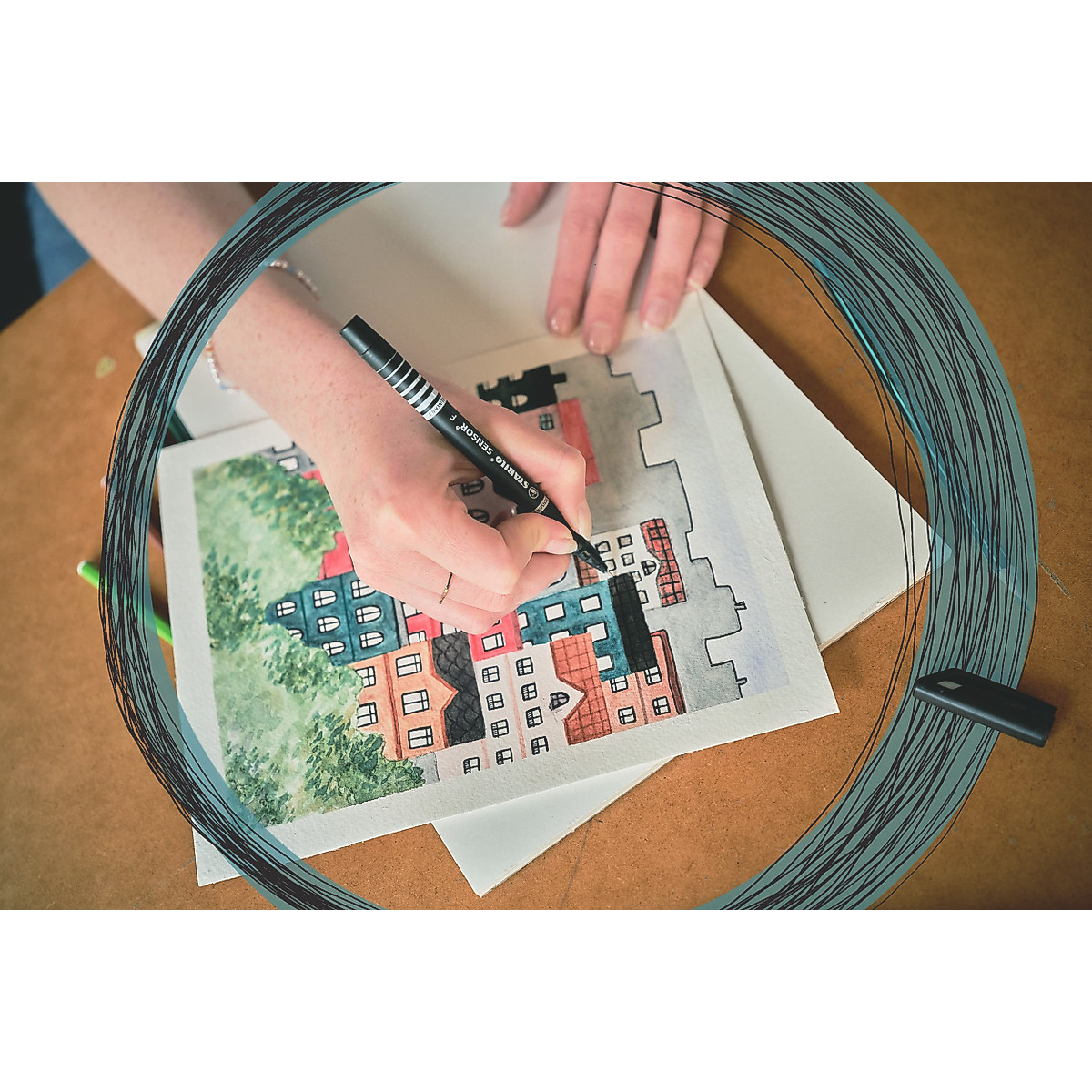 STABILO Fineliner with Cushioned F-Tip - Sensor F - Pack of 1 - Black