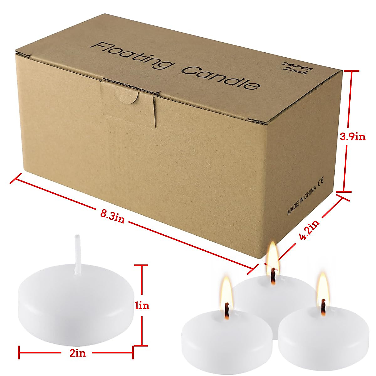 24 Bulk White Floating Candles-2 inch Unscented Tealights - for Romantic Weddings Decorations Pool Centerpieces Parties