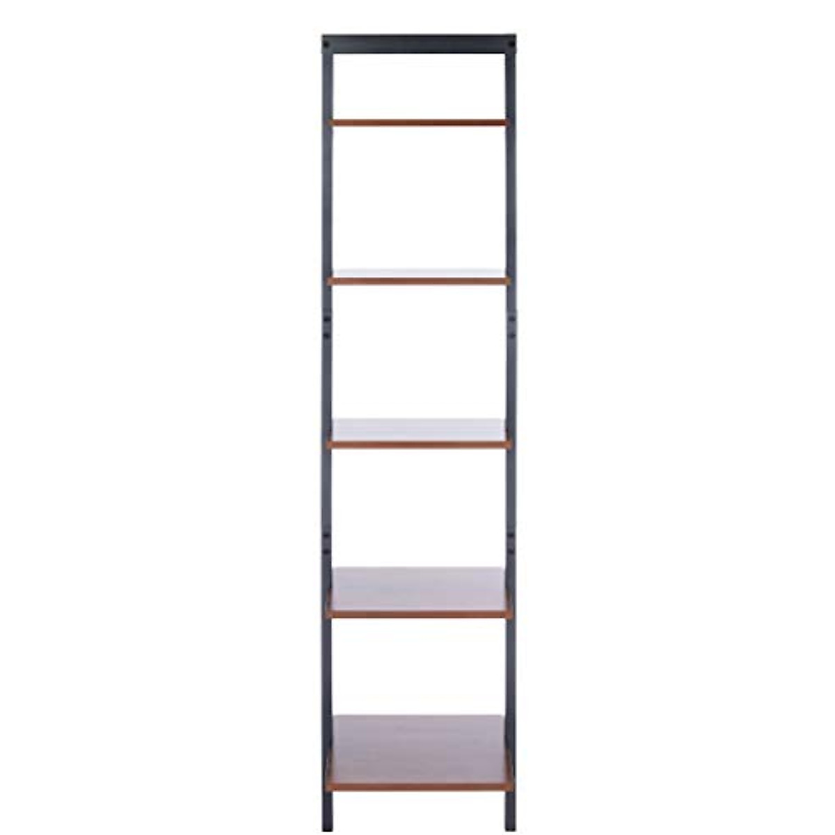 Safavieh Home Collection Allaire Honey Brown/Charcoal 5-Tier Leaning Storage Display Shelves Living Room Bedroom Office Bookcase Etagere, 0