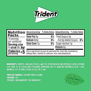Trident Spearmint Sugar Free Gum, 12 Packs of 14 Pieces (168 Total Pieces)