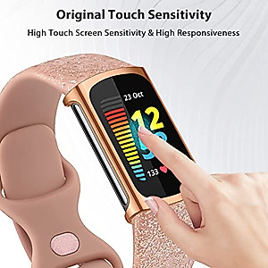 4 PACK Screen Protector Compatible with Fitbit Charge 5(NOT for Charge 4/3),TPU All-Around Protective Case Cover Rugged Bumper Shell Accessories for Charge5 Smartwatch,Black/Silver/Rose Gold/Rose Pink