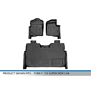 MAXLINER Custom Fit Floor Mats 2 Row Liner Set Black Compatible with 2011-2014 Ford F-150 SuperCrew Cab