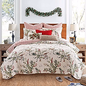 Levtex Home - Winterberry Forest - Decorative Pillow (14 x 18in.) - Festive Bird - Red, Green, Brown and White