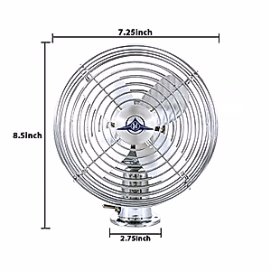 United Pacific 40848 Heavy-Duty Chrome 12V Car Fan w/6" Fan Blade for Cars, Trucks, RVs, & Vans, All Metal, 2-Speeds, Adjustable Base - ONE Fan