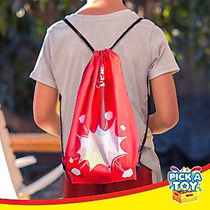 Squeaky Hammer Toy for Kids, 14” Long with Soft Plastic Mallet, Fun Birthday Party Favor for Carnival, Circus, and Whack a Mole Games, Interactive Pounding Action, Red Carry Bag