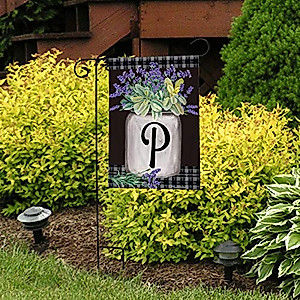Farmhouse Monogram Letter P Garden Flag Floral Briarwood Lane 12.5" x 18"