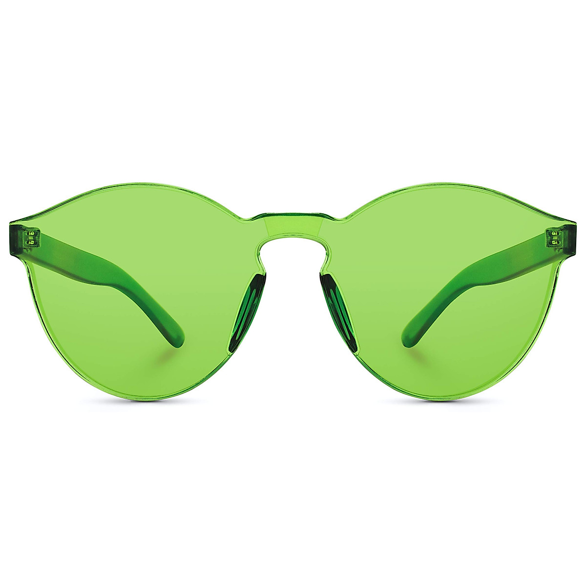 WearMe Pro Colorful One Piece Transparent Round Sunglasses | Fun Rimless Glasses for Women and Men | Retro Festival Sunnies