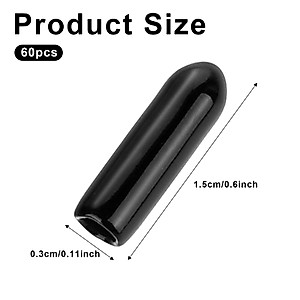 60pcs Screw Thread Protectors Vinyl Flexible End Caps Rubber End Caps Flexible Tube Caps Tubing Tip Black Bolt Screw Thread Protector Safety Cover (1/8 Inch 3 mm)