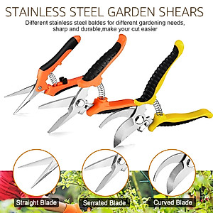 3 Pack Garden Pruning Shears Stainless Steel Blades Handheld Pruners Set with Gardening Gloves