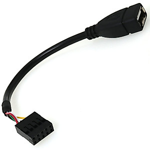 BAIRONG 10cm Motherboard USB 2.0 Adapter Cable A Female to Dupont 9 Pin Female Header Motherboard Cable Cord USB Header to USB Cable (0.1M), Black