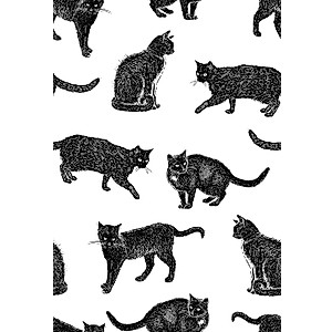 GLOW4U Self Adhesive Black Cat Shelf Liner Contact Paper Peel and Stick Cats Wallpaper for Wall Kids Room Drawer Cabinets Dresser Door Funiture Decor 17.7X117 Inches