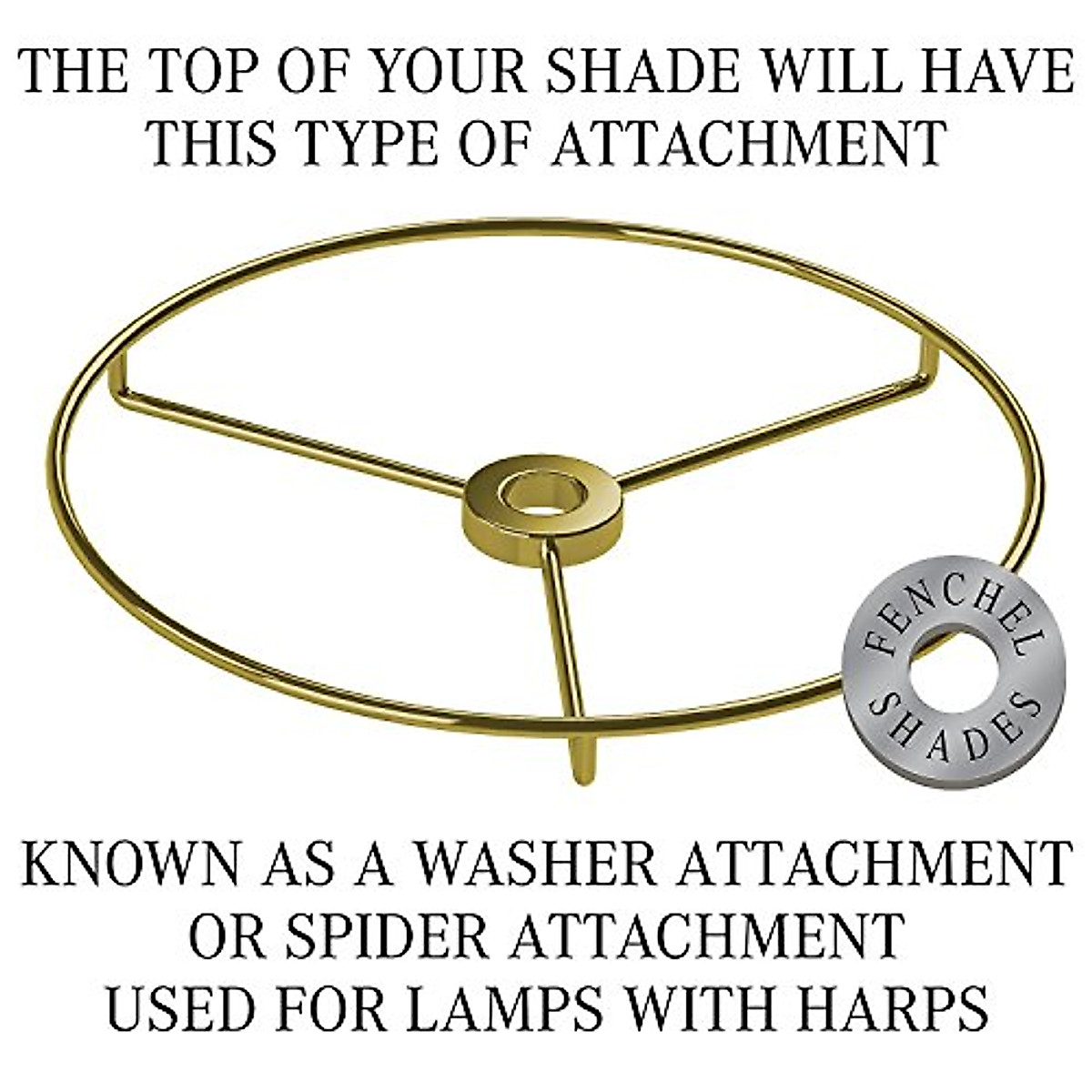 FenchelShades.com 10" Top Diameter x 10" Bottom Diameter 10" Height Fabric Drum Lampshade Spider Attachment (Linen Black)