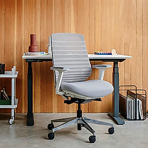 Branch Ergonomic Chair - A Versatile Desk Chair with Adjustable Lumbar Support, Breathable Mesh Backrest, and Smooth Wheels - Experience Optimal Comfort and Support - Pebble - White