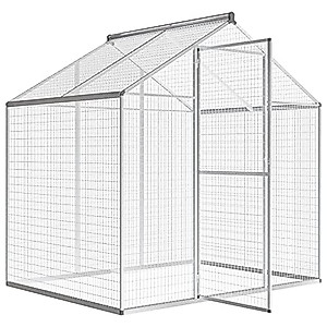 Aluminum Outdoor Aviary with Heavy-Duty Hinged Door, Versatile Walk-in Aviary, Large Bird Cage, Aluminum Wire Mesh Walls Pet House 70.1" x 48" x 76.4"