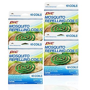 PIC Mosquito Repelling Coils, 10 Count Box, 4 Pack - Italian Coils, Mosquito Repellent for Outdoor Spaces - 40 Coils Total